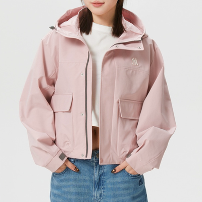 MLB正品新款春秋男女同款连帽梭织百搭logo运动夹克外套3FWJB0161