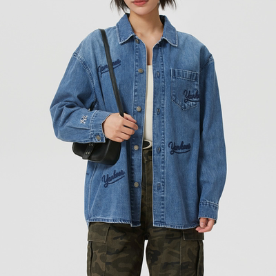 MLB正品新款春秋男女同款运动休闲百搭长袖牛仔外套夹克3ADRG0361