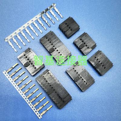 molex2.54mm双排单凸牛角插头DC6打端子FC2.54牛角插头A2547H