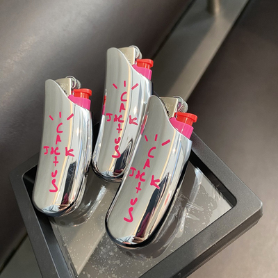 比克bic一次性打火机替换装金属套子银色豌豆砂轮TravisScott潮牌