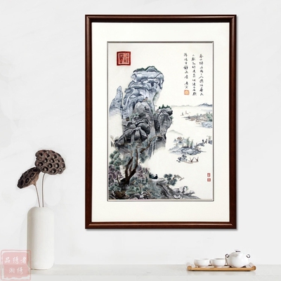 湘绣 唐寅山水画 春雪消融