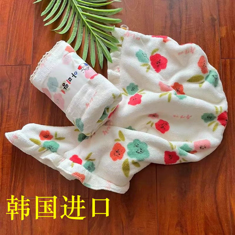 韩国大牌干发帽女超强吸水速干大人包头巾加厚小花长发浴帽盘扣式