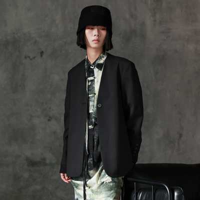 女性日记长袖文艺拼接牛仔西装