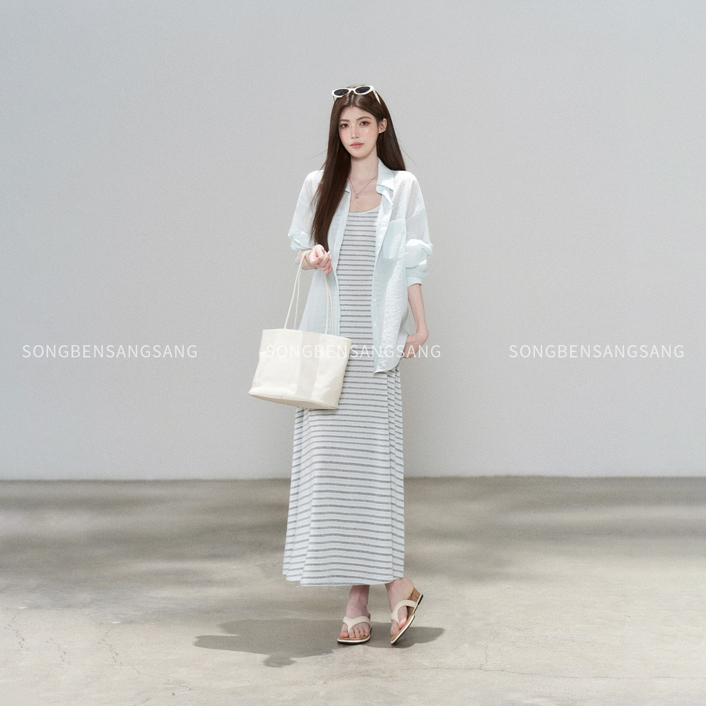 松本丧丧2026夏季新款慵懒风条纹吊带裙两件套修身显瘦女装套装