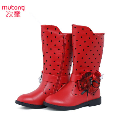 品牌女童高筒靴真皮马丁公主