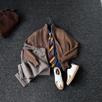 毛衣开衫男绅士优雅老钱风潮