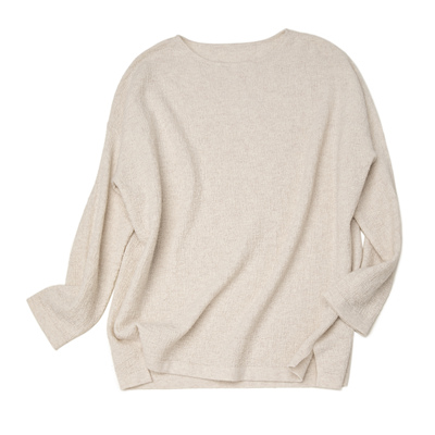 圆领肌理纹CASHMERE中长款套衫