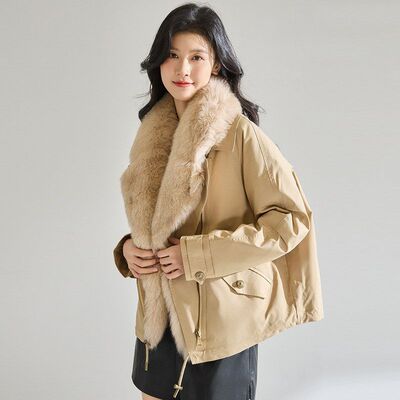 25冬季【轻奢大狐狸毛领鹅绒服】防风防泼水短款羽绒服外套29034