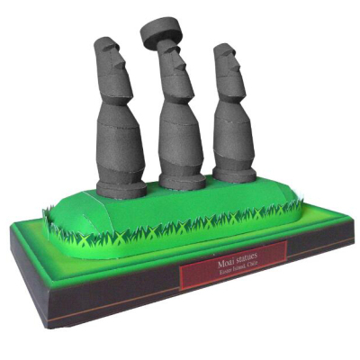 纸质模型南美洲建筑复活岛石像