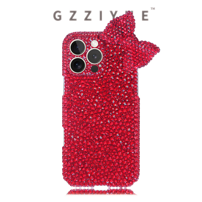 HL适用于苹果iPhone17/16/15Promax创意水钻手机壳定制红色蝴蝶结