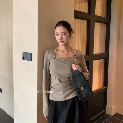 LE CLASSIC-冬上新加绒假两件上衣针织衫9091
