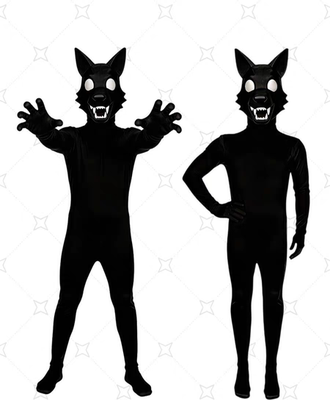 万圣节儿童狼人Werewolf黑色紧身连体衣 cosplay恐怖动物扮演服