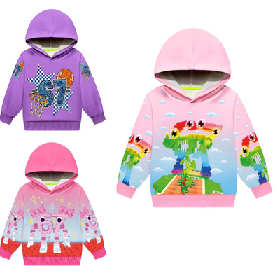 新款儿童春秋款Steal a Brainrot六七 女童卡通连帽套头卫衣