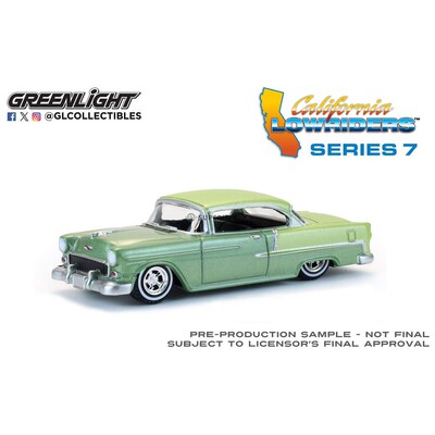 绿光 1:64 1956 雪佛兰蓓丽Lowrider 藏红花黄与月桂绿双拼63080A