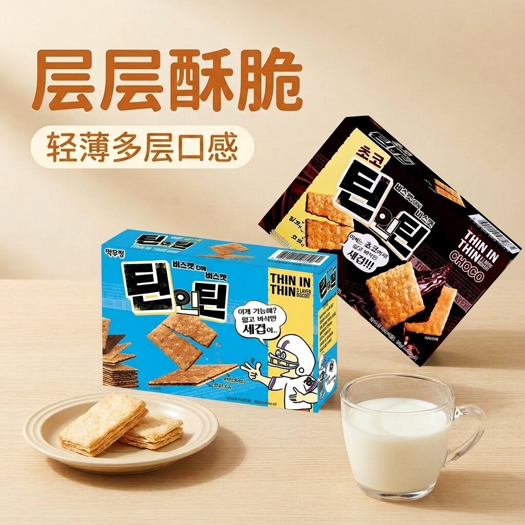 韩国进口LIKESKY叠叠脆夹心可可巧克力味酥脆饼干休闲办公室零食