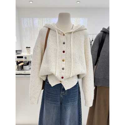 韩系百搭彩色纽扣花线软糯毛衣