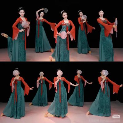 古典舞蹈服装飘逸女汉唐齐胸裙身韵纱衣练功服中国扇子舞表演出服