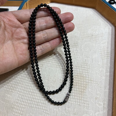 翡翠墨翠珠链，墨翠珠串手链，3.9m-4.9m，134颗