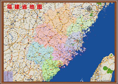 2020年10月福建省百度版地图乡镇公路旅游交通行政分布107x150cm