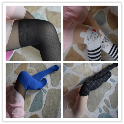 上下黑白拼接复古连裤袜显瘦