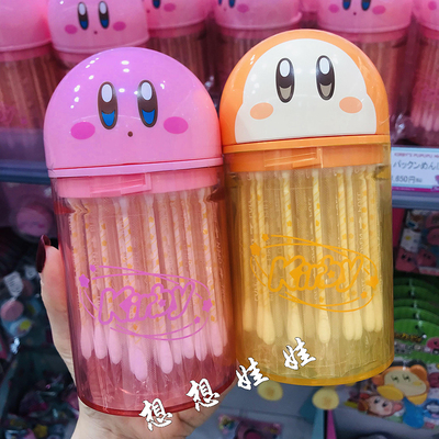 日本kirby星之卡比瓦多鲁迪公仔印花圆头棉签棉棒小杂物收纳盒