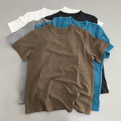 糯米感极简纯色圆领显瘦女T恤