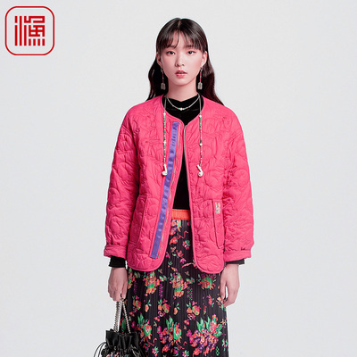 渔牌女装棉服女2024年新款冬季新中式休闲百搭棉衣短外套FGGD4039