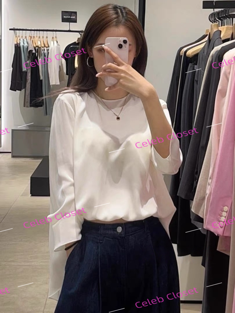 Theory女装 职业OL气质优雅桑蚕丝套头纯色圆领长袖衬衫 N0702513