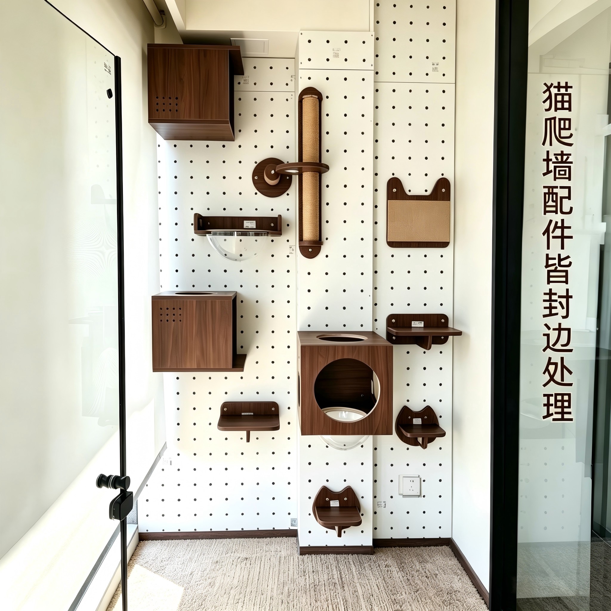 洞洞板猫爬架 墙壁式 猫跳台 整体全封边上墙不占空间 猫墙多款式