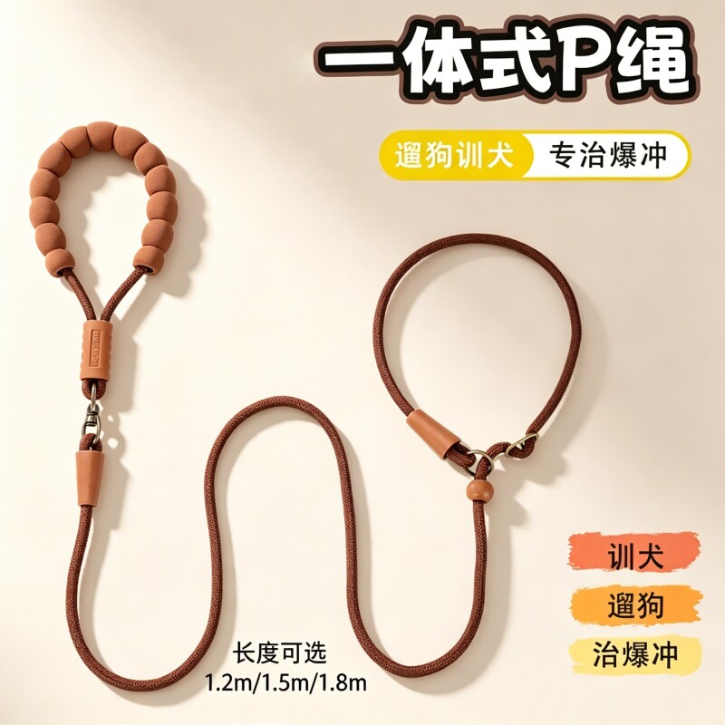 狗狗赛级P链P绳遛狗牵引绳外出防爆冲狗绳训犬大中小型犬专用狗炼
