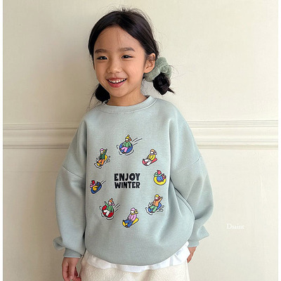 中大男女童字母滑雪圈加绒卫衣 Dsaint韩国代购童装25冬款儿童705