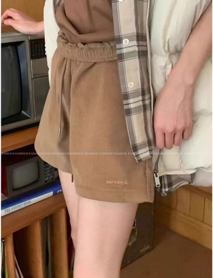 selfservice韩国东大门 早秋洋气复古灯芯绒休闲短裤女
