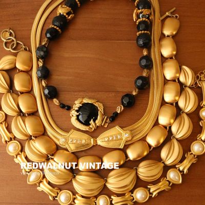 vintage项链厚金古董首饰AK等