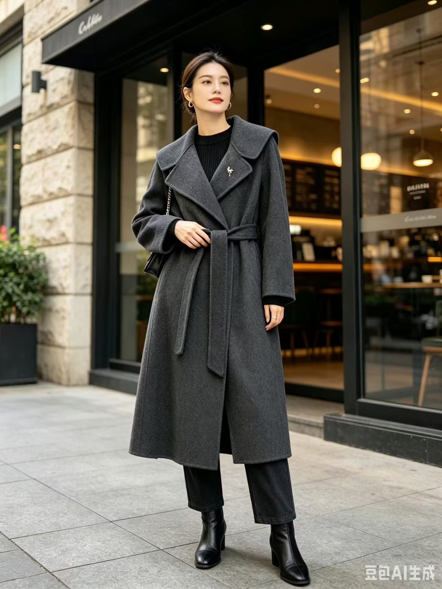 双面呢大衣女中长款2026春季新款羊毛零羊绒高级感小个子毛呢外套