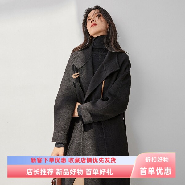 25秋冬新款双面羊绒大衣女立领纯羊毛感毛呢外套赫本风小个子