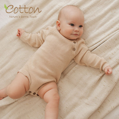 eotton彩棉婴儿针织线衫连体衣服