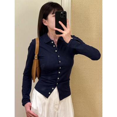 25秋冬新款棉质POLO长袖衫战马刺绣修身版纽扣式门襟长袖Polo衫