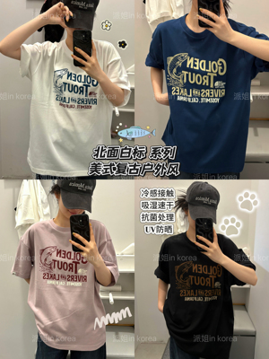 折扣！派姐inKorea北面白标26休闲舒适鱼类印花短袖T恤NT7US28
