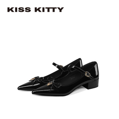 法式粗跟玛丽珍鞋气质蝴蝶结单鞋