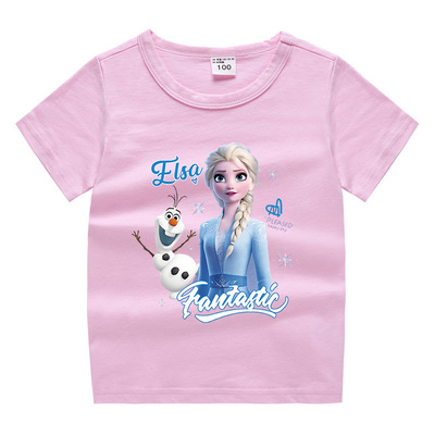 儿童Frozen冰雪奇缘衣服中小童装纯棉短袖T恤夏季女童圆领上衣潮