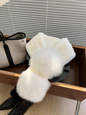 獭兔毛双面编织围巾毛毛围脖