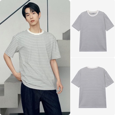 韩国正品代购 Mind Bridge 26夏 男士短袖圆领条纹T恤M1TS3103