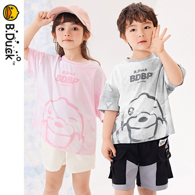 B.Duck小黄鸭童装儿童男女童夏季新款短袖休闲运动T恤 BF2401030