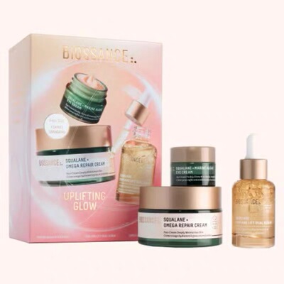美国Biossance 角鲨烷Omega面霜50ml+眼霜5ml+精华油15ml三件套装