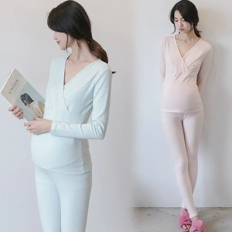 超柔孕妇秋衣秋裤套装春秋保暖内衣产后哺乳睡衣怀孕月子服01167