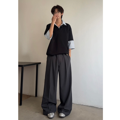 夏季男女宽松老钱西裤2227P35