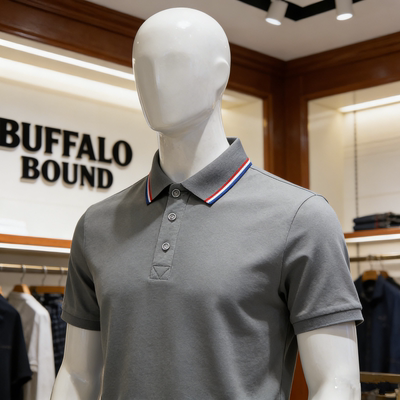 BUFFALO BOUND男士翻领POLO衫商务休闲短袖T恤男女同款情侣运动