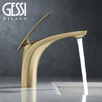 意大利GESSI捷仕面盆冷热水龙头卫生间洗手盆防溅全铜拉丝金龙头
