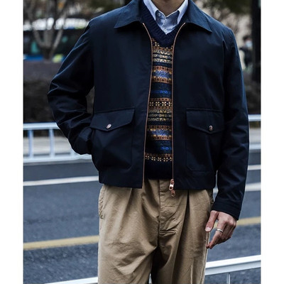 AK男装英伦复古费尔岛花纹打底背心羊毛混纺V领羊毛马甲