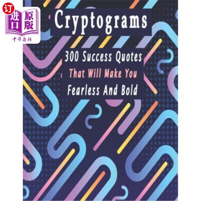 海外直订Cryptograms: 300 cryptograms puzzle books for adults large print, Success Quotes 密码：300本成人密码益智书